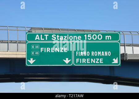 Italy tuscany Italian toll road sign Autostrada Stock Photo - Alamy
