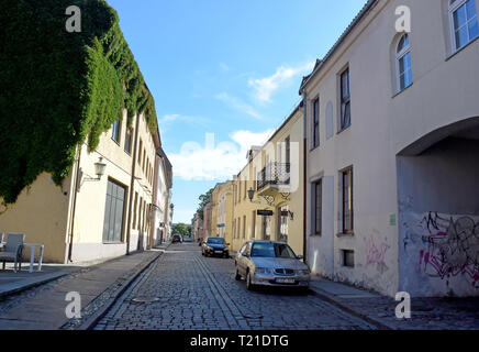 Klaipeda, Lithuania. 07th July, 2018. Historic houses and the Amberton ...