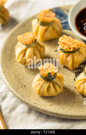 Homemade Deep Fried Shrimp Purse Dumplings with Soy Sauce Stock Photo ...