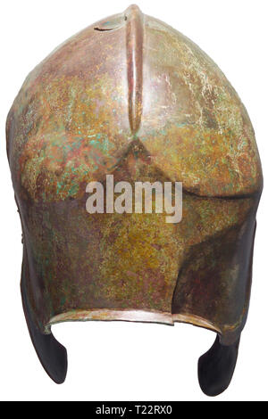 A Greek armour with a Chalcidian helmet,4th century B.C.Bronze helmet ...