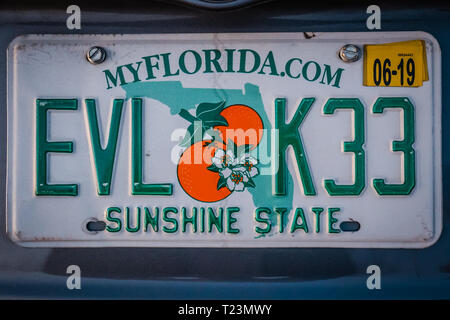 florida sunshine state license plate usa Stock Photo - Alamy