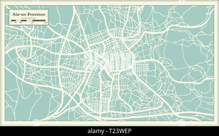 Aix en Provence France City Map in Retro Style in Golden Color. Outline ...