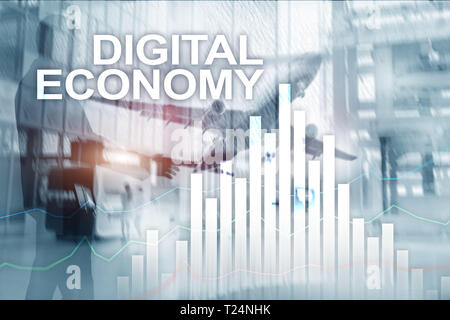 DIgital economy, financial technology concept on blurred background ...