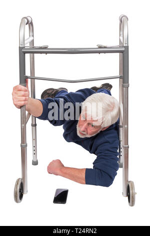 Who, me? Elderly man with gray beard wearing santa claus costume ...