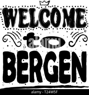 Welcome to Norway calligraphy hand lettering with national flag in ...