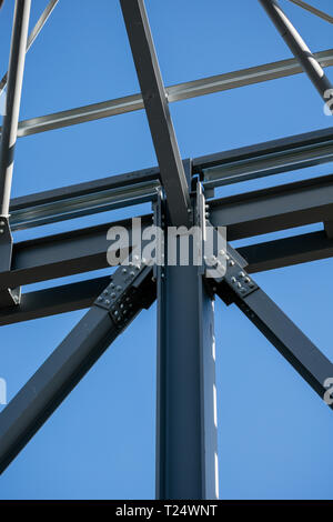 Steel frame of new building in construction - girder joint detail, set ...