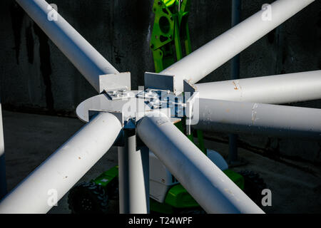 Building construction showing steel beams and working at height Stock ...