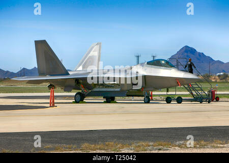 Lockheed Martin F-22 Raptor stealth fighter jet plane flying at RIAT ...