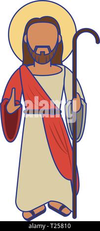 cartoon face Jesus christ blue eyes design isolated Stock Vector Image ...