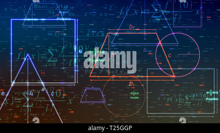 geometric shapes and formulas, abstract background (3d render Stock ...