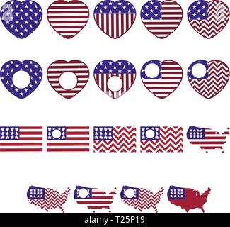 American United States flag symbols round border frame logo symbol card ...