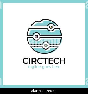 Circle Tech Logo. Signal line and dots Stock Vector Image & Art - Alamy