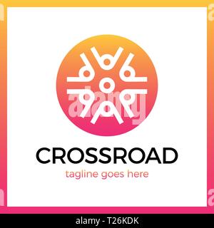 Crossroad Logo. Wheel, community, arrow. Luxury, royal metal silver ...