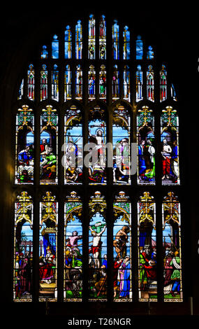 Stained glass window at Halifax Minster in Halifax, England. The place ...