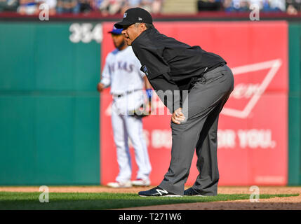 Mar 28, 2019: MLB umpire James Hoye #92 during an Opening Day MLB game ...