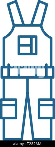 Work overall line icon concept. Work overall flat vector symbol, sign ...