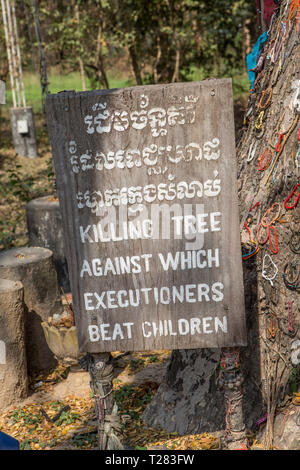 sign by tree at the killing fields, cambodia Stock Photo - Alamy