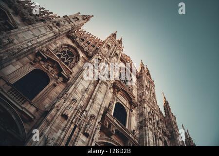 Milan Cathedral closeup with beautiful pattern and sculpture in Italy ...