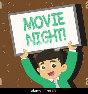 Text sign showing Movie Night. Conceptual photo Casual informal reunion ...
