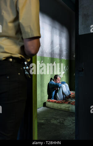 Male inmate in his prison cell, HMP Winchester prison, Winchester ...