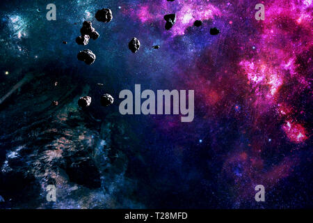 Abstract cosmic space and stars flowing digital fluid pattern in ...