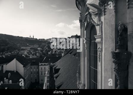 Prague skyline rooftop view with historical buildings in Czech Republic ...
