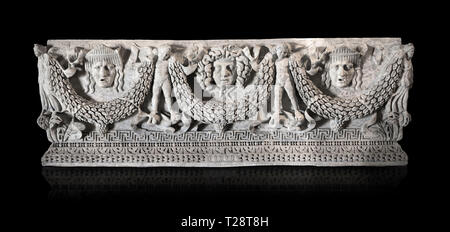 Roman sarcophagus with garland reliefs sculptures, 3rd century AD made ...