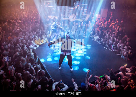 Norway, Oslo - March 29, 2019. The Norwegian rap duo Karpe performs a ...