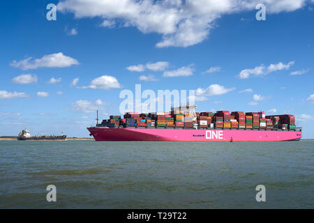 The New, Ocean Network Express Container Ship, ONE GRUS, With The ...