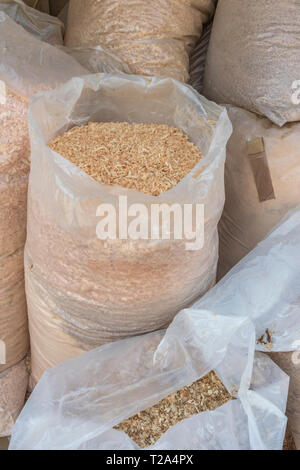 Bags of wood swarf / shavings / wood chippings from a commercial wood ...