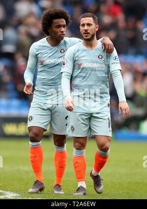 Chelsea's Eden Hazard (left) and Chelsea's Willian during the Premier ...