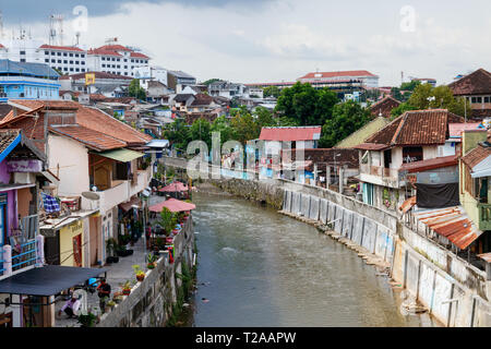 The City of Yogyakarta and The Kali Code River, Yogyakarta, Java ...