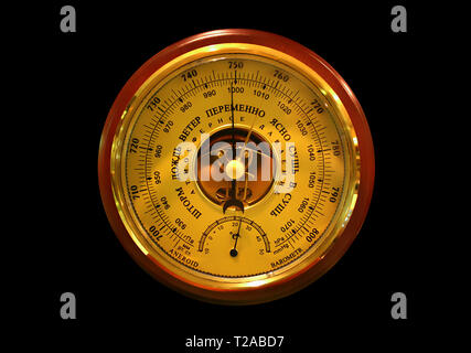 Barometer on a black background Stock Photo - Alamy