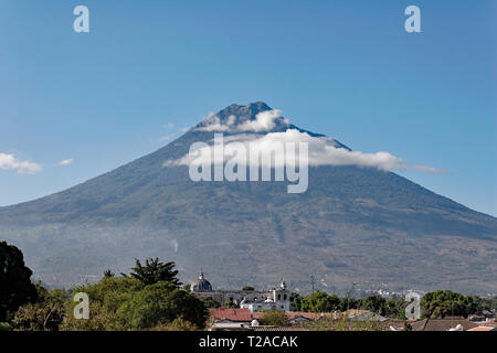 The Agua Volcano, a prominent stratovolcano visible throughout the city ...