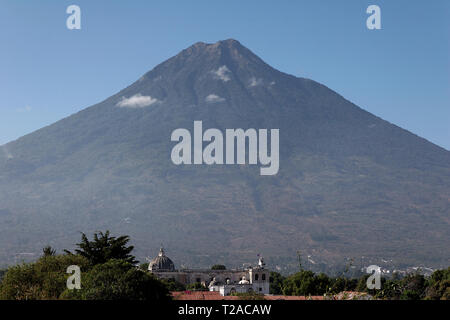 The Agua Volcano, a prominent stratovolcano visible throughout the city ...