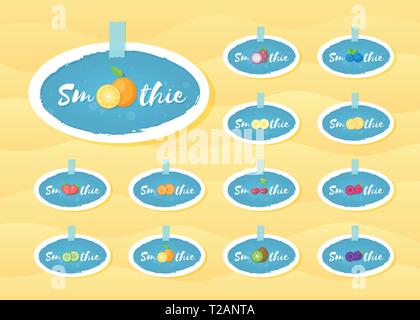 Fruit smoothie sign or stamp on white background, vector illustration ...