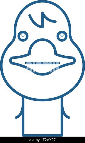 Funny goose line icon concept. Funny goose flat vector symbol, sign ...