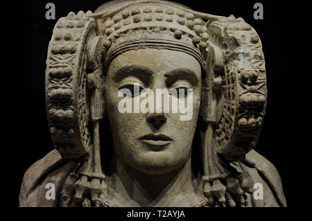 Lady of Elche. Detail. 5th-4th century BC. Iberian culture. Limestone ...