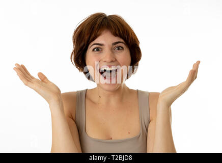 Excited woman triumph with good news on cellphone Stock Photo - Alamy