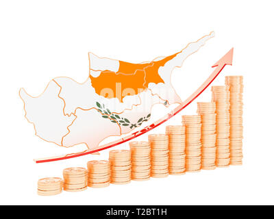 Cyprus - growth chart and national flag - 3D illustration Stock Photo ...