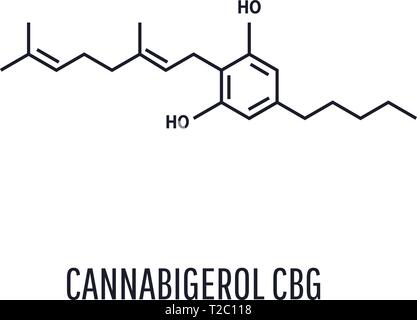 Cannabigerol (CBG) - structural chemical formula and molecule model ...