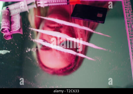 Drugs destroy you. Life or drug addiction. Young drug addict with ...