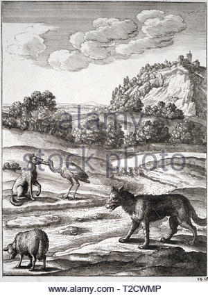 The Wolf and the Crane from AEsop's fables Illustrated by Joseph ...