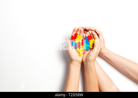 puzzle heart hands support autism awareness Stock Vector Art ...