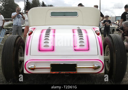 Rear view of a Model T Ford hot rod with Jaguar rear suspension Stock ...