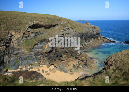 Penhallic point, Harlyn bay, North Cornwall, England Stock Photo - Alamy