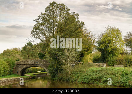 Stone bridge over the Monmouthshire and Brecon Canal at Llangynidr in ...