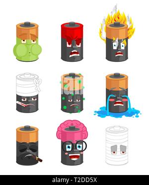 Battery angry emotion isolated. Evil accumulator Cartoon Style Stock ...