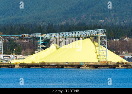 Sulfur pile at North Vancouver, British Columbia, Canada Stock Photo ...