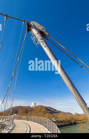 Pedestrian bridge, Torhausplatz, Main-Danube Canal, bridge, cable ...